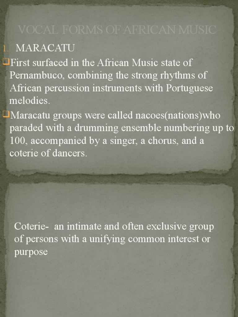 Vocal Forms of African Music | PDF | Soul Music | Blues