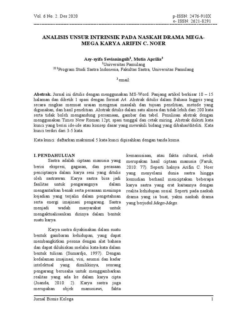 Analisis Unsur Intrinsik Mega-Mega | PDF