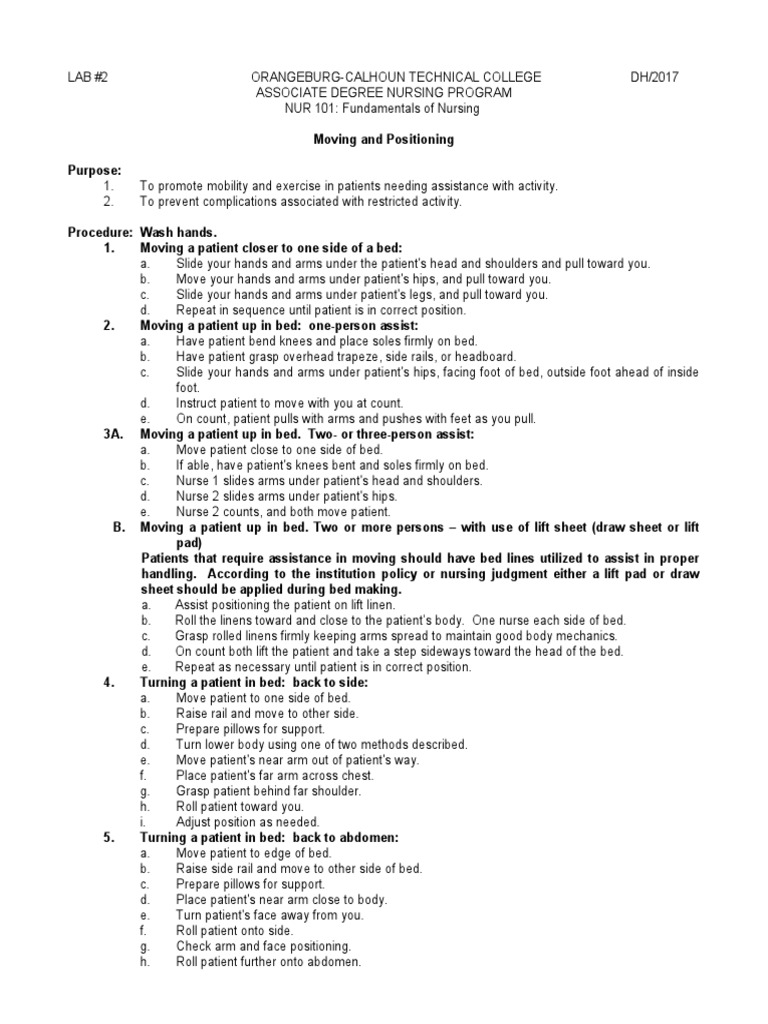 Moving and Positioning-2017 | PDF | Anatomical Terms Of Motion | Bed