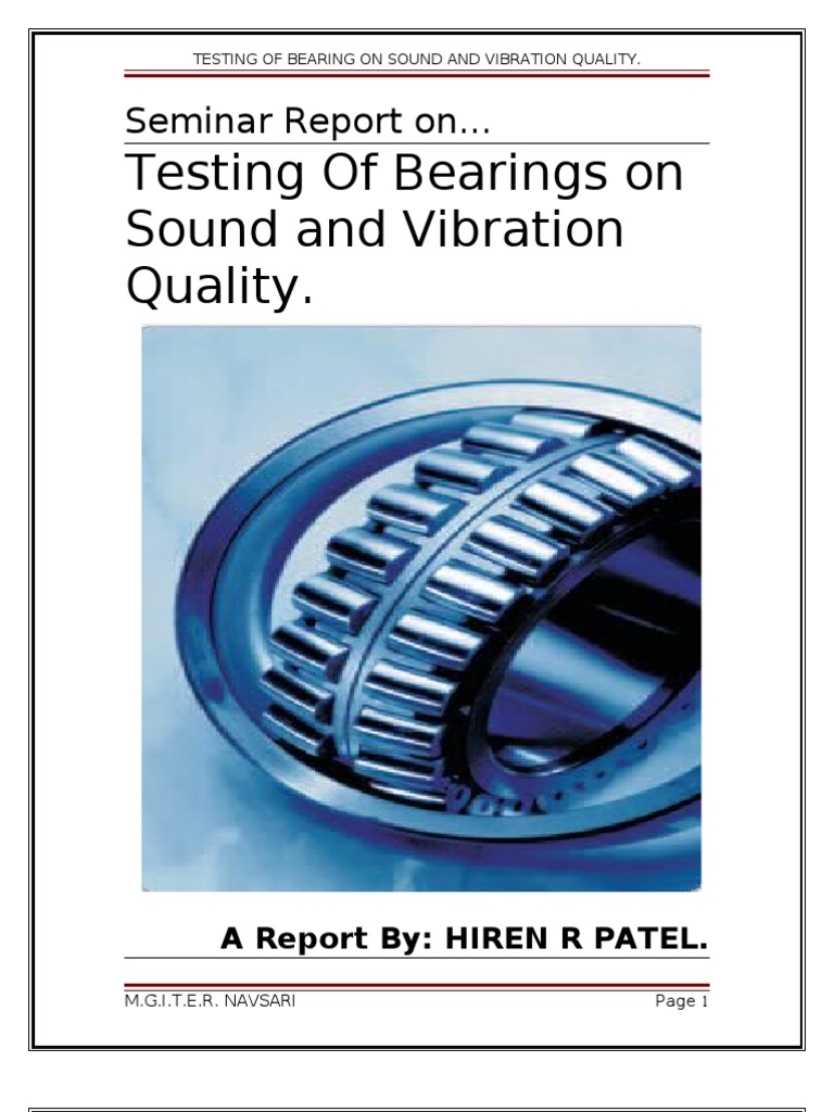 Testing of Bearings | PDF | Bearing (Mechanical) | Basic