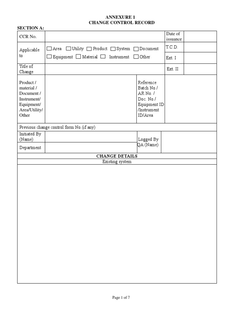 Change Control Record Template | PDF | Computers