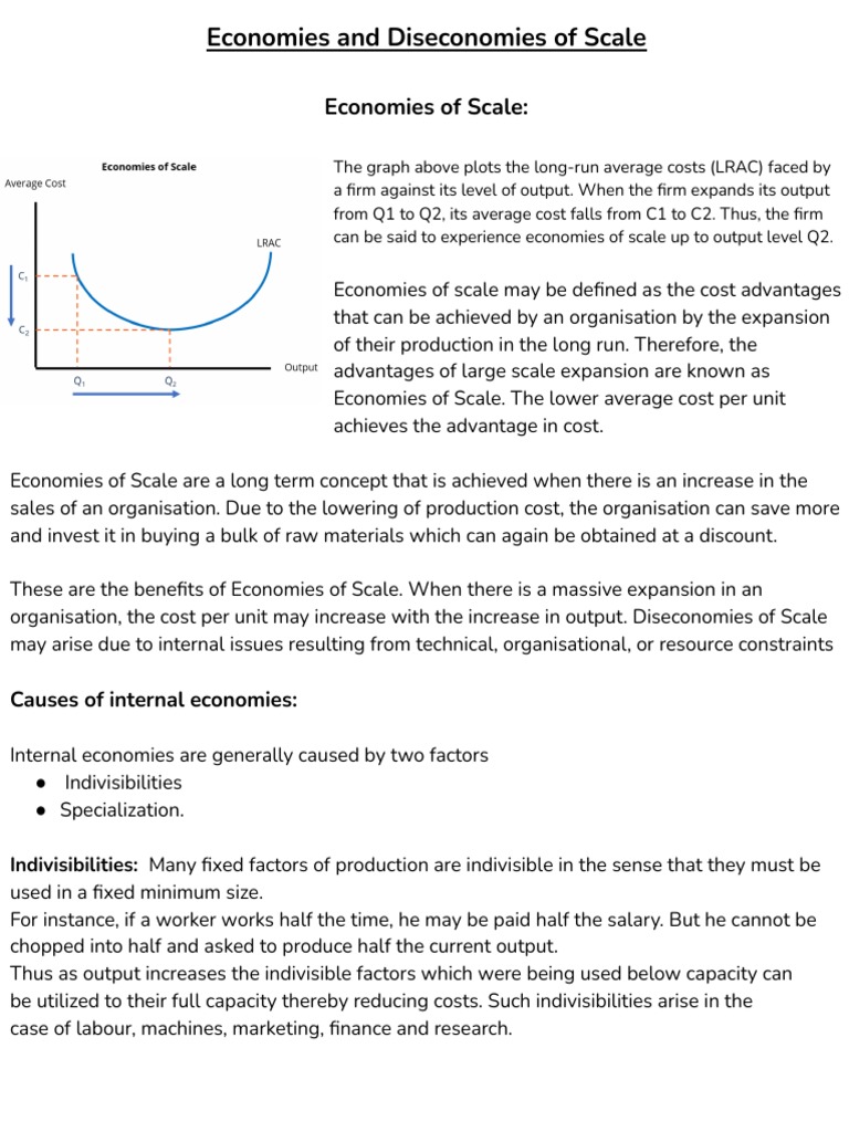 Economies and Diseconomies Explained | PDF | Economies Of Scale ...
