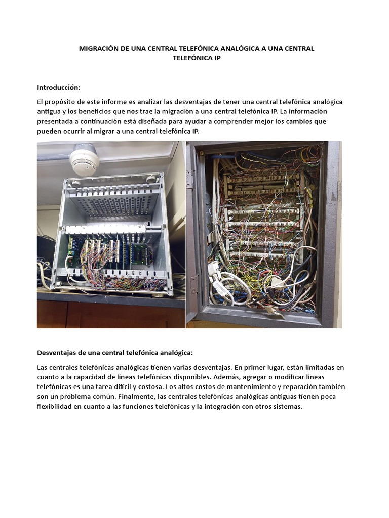 Migración a Central Telefónica IP | PDF | Central telefónica | Bienes ...