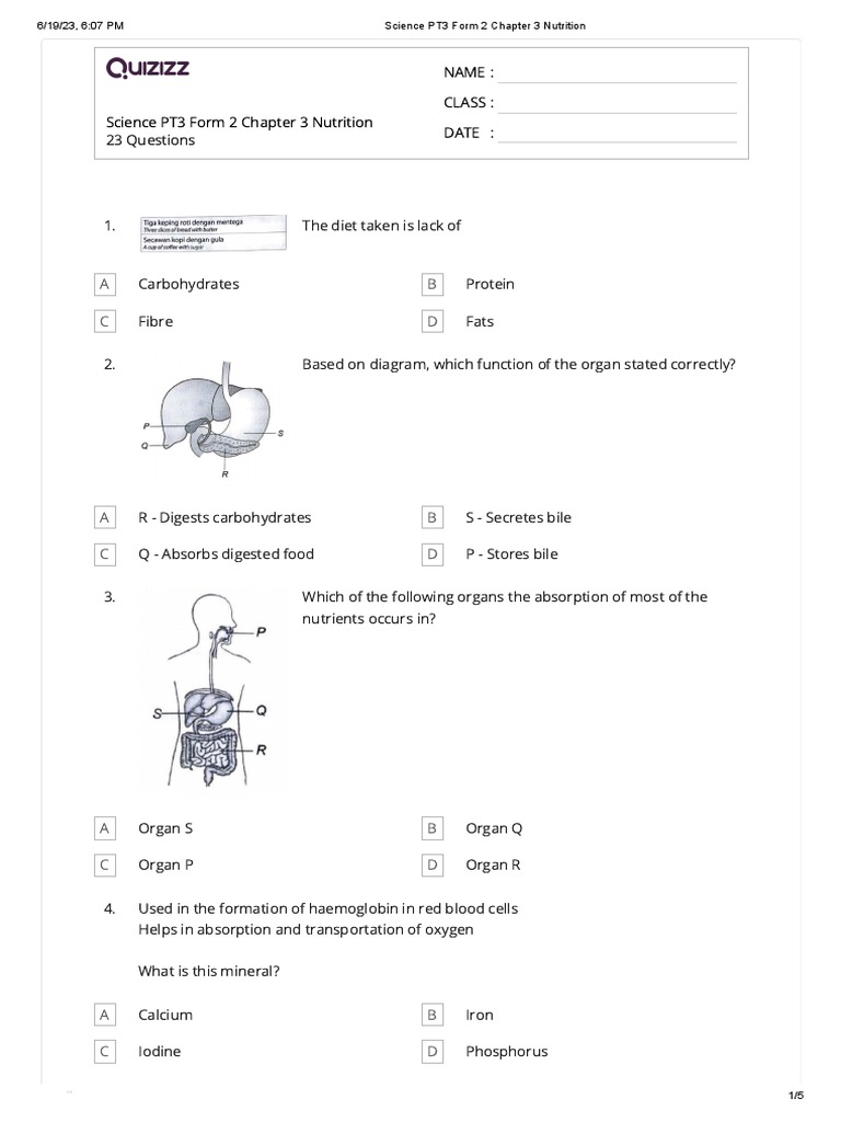 Science PT3 Form 2 Chapter 3 Nutrition | PDF | Digestion | Nutrition