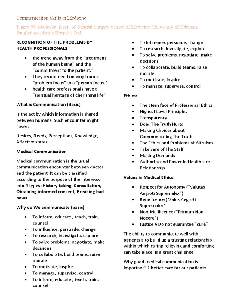 Medical Communication Essentials | PDF | Communication | Patient