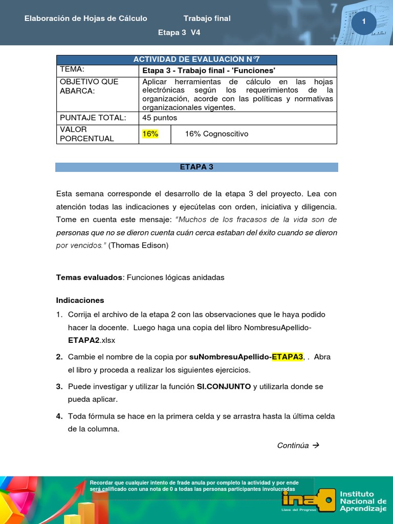 Actividad7 - V4 ETAPA 3 | PDF | Hoja de cálculo | Creatividad