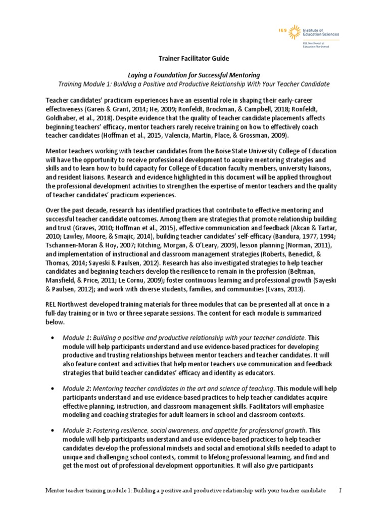 Mentoring Preservice Teachers t1 Facilitator Guide | PDF | Mentorship ...