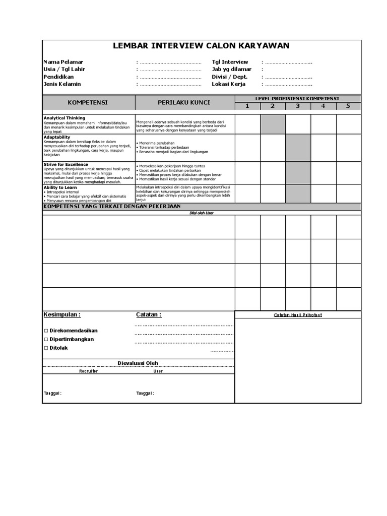 Form Interview Dedicated | PDF