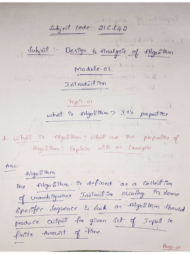 DAA Module-01 Handwritten | PDF