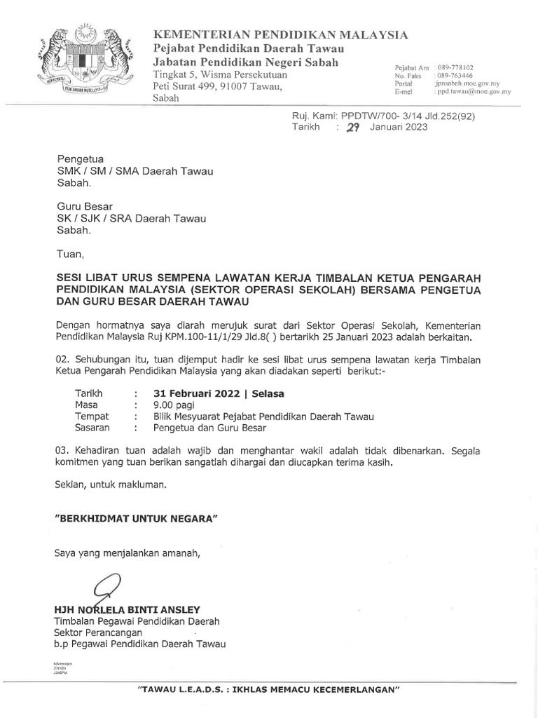SESI LIBAT URUS SEMPENA LAWATAN KERJA TAMBALAN KETUA PENGARAH ...
