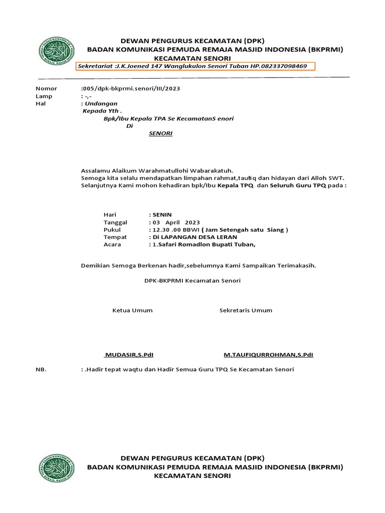 UNDANGAN DPK-1 | PDF