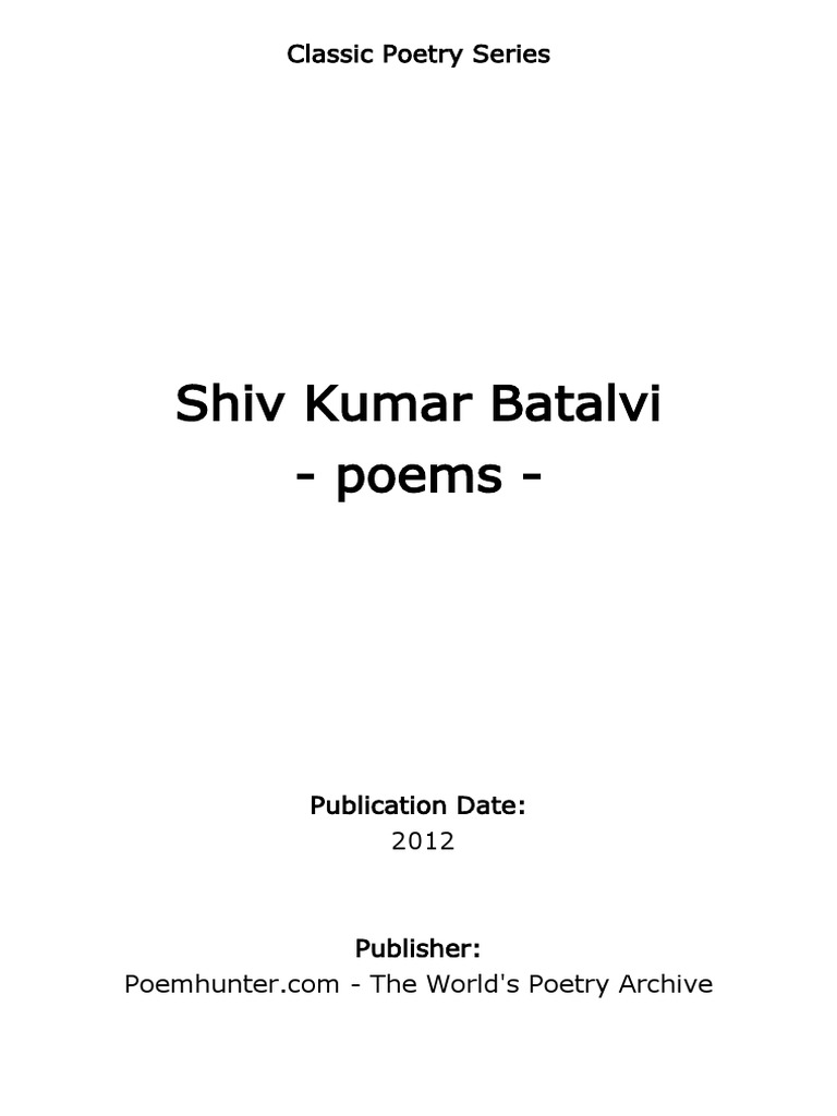 Shiv Kumar Batalvi Poems | PDF