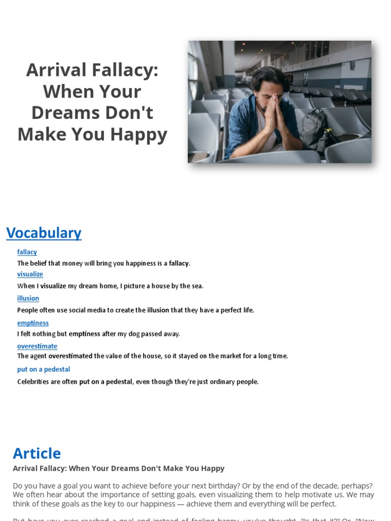 Arrival Fallacy When Your Dreams Don't Make You Happy | PDF | Happiness ...
