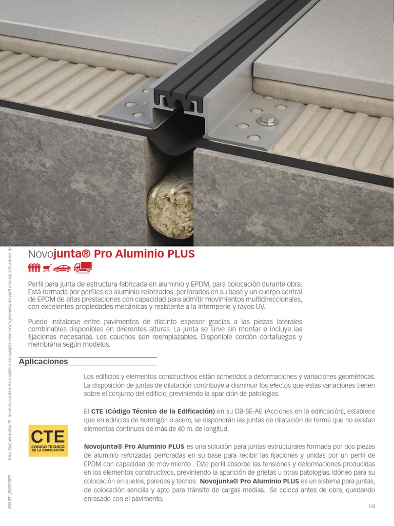 Ficha Tecnica Novojunta Pro Aluminio Plus Emac | PDF | Aluminio ...