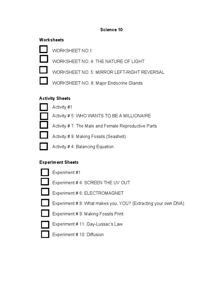 Grade 10 Science Compilation Label | PDF