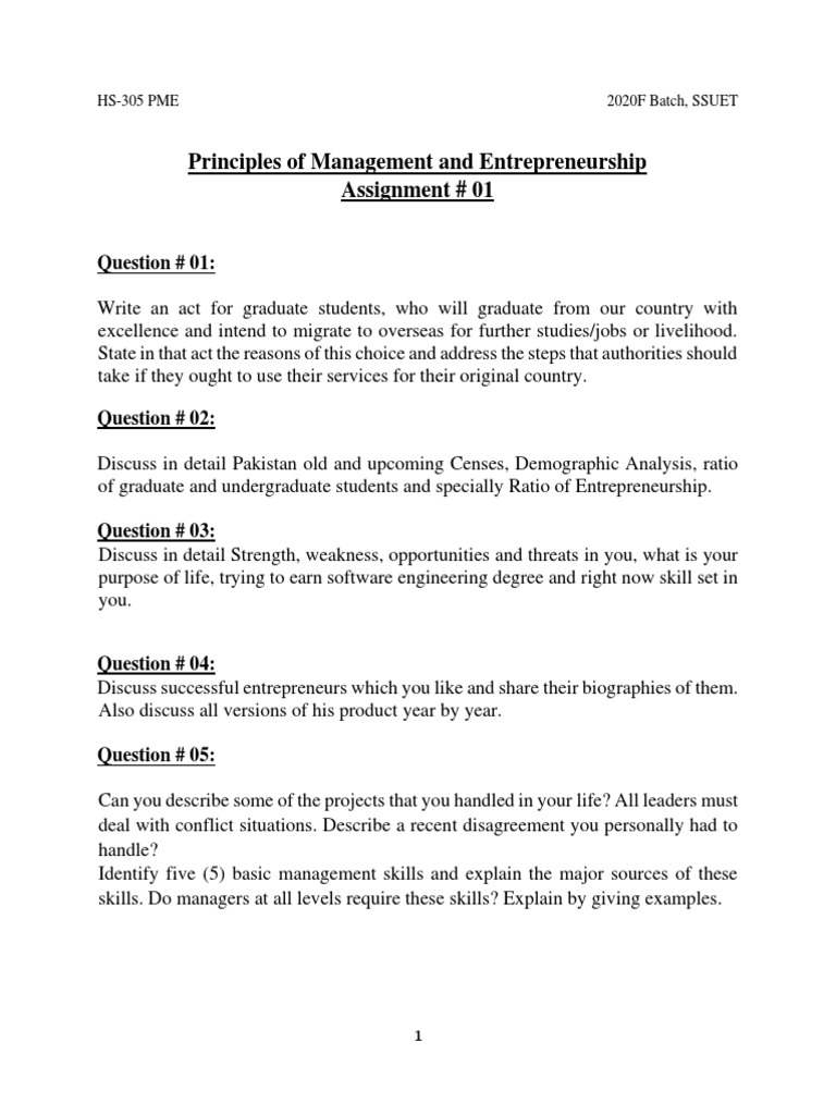 PME Assignment 1 2020F Batch | PDF | Entrepreneurship | Plagiarism
