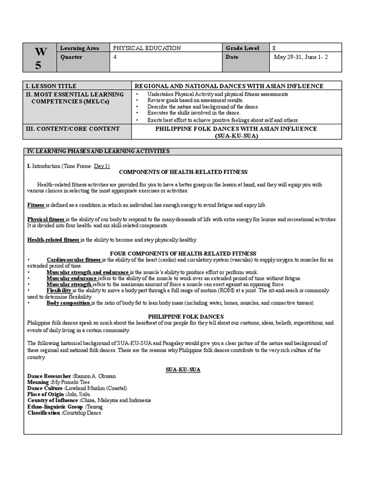 Q4 PE 8 Week3 | Download Free PDF | Physical Fitness | Skeletal Muscle