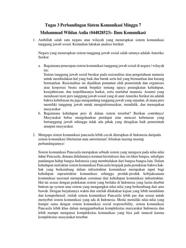 Muhammad Wildan Aulia - Tugas 3 Perbandingan Sistem Komunikasi Minggu 7 | PDF