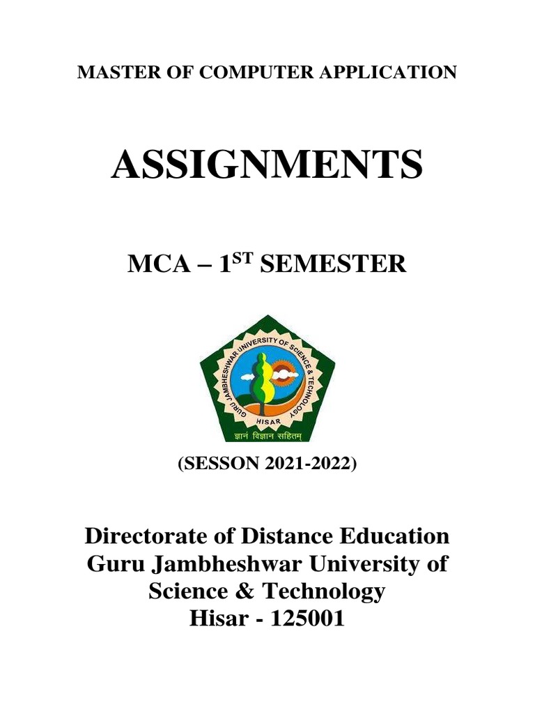 MCA 2 Years 1st Sem Assignments (2021-22) | PDF | Internet Protocols ... MCA 2 Years 1st Sem Assignments (2021-22) | PDF | Internet Protocols ...
