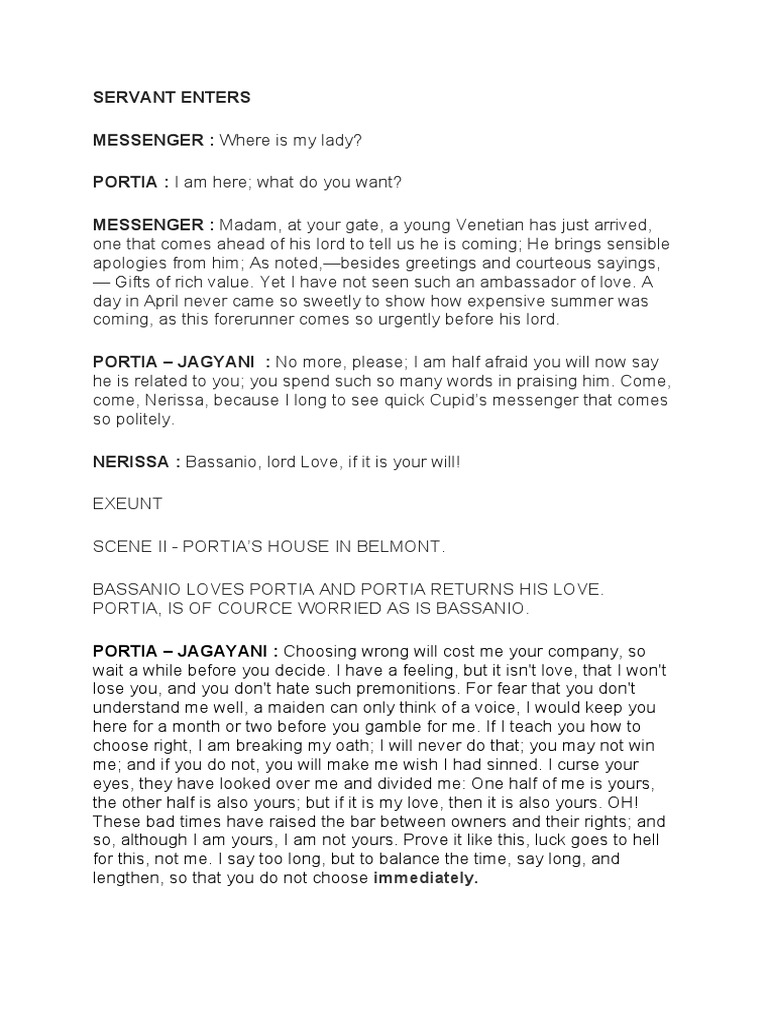 3 CASKETS - Role Play | PDF | The Merchant Of Venice