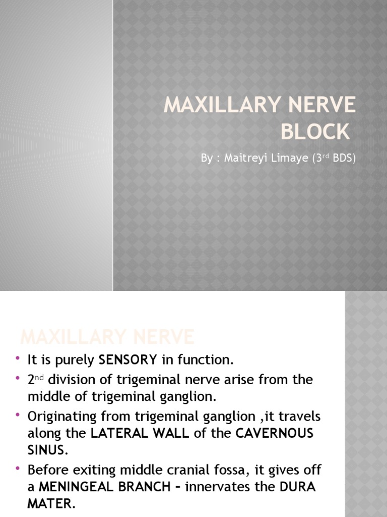Maxillary Nerve Block Pdf Face Human Anatomy