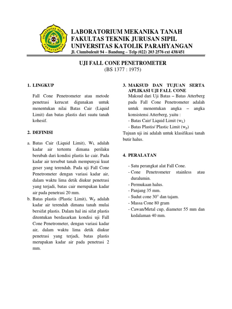 13 Uji Fall Cone Penetrometer | PDF
