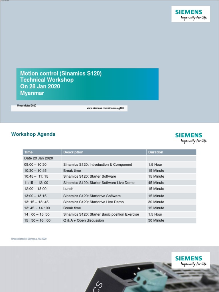 SINAMICS S120 Tech Workshop | PDF | Power Supply | Electric Motor