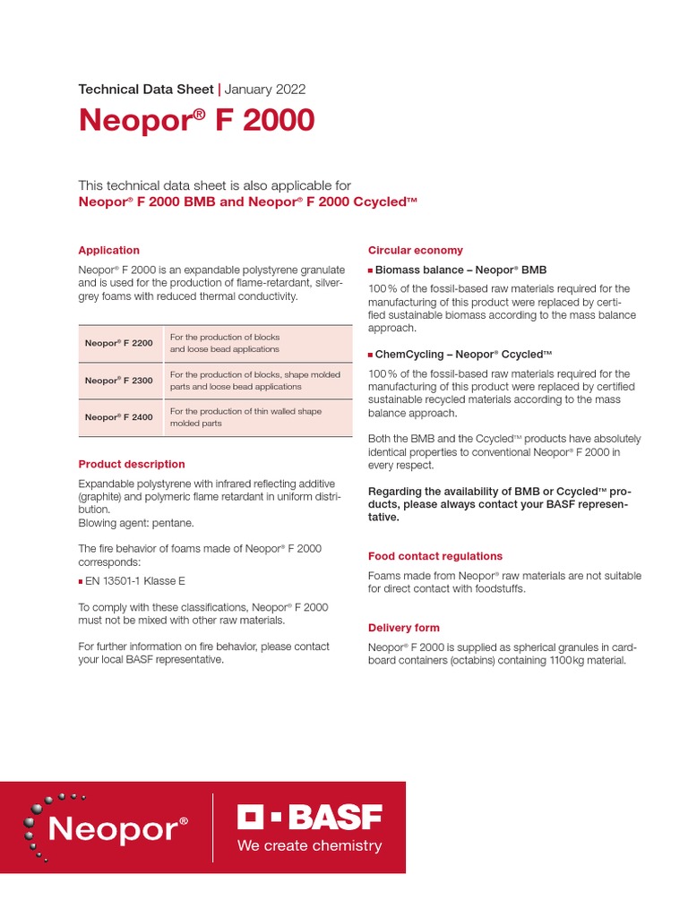 Neopor F 2300 | PDF | Polystyrene | Secondary Sector Of The Economy