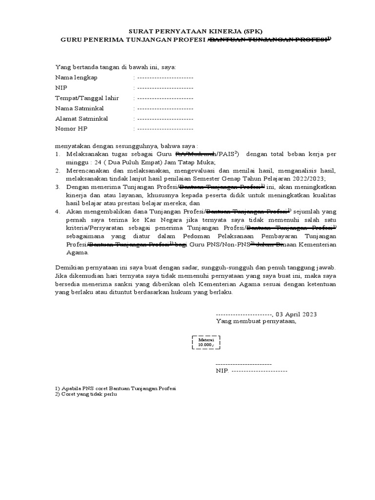 Contoh SPK PNS | PDF