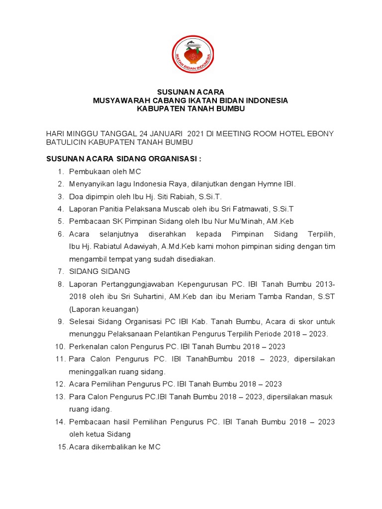 Susunan Acara Muscab (1) Ok | PDF | Pengelolaan Keuangan & Uang | Griya ...