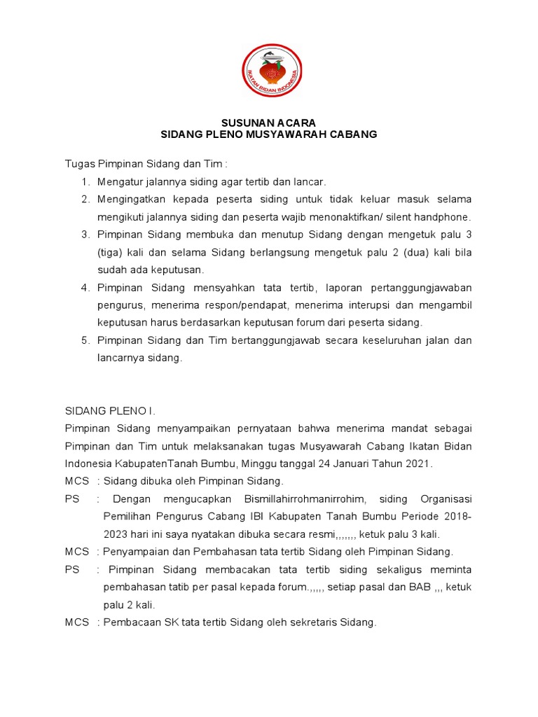 Susunan Acara Sidang 1 Ok Pdf
