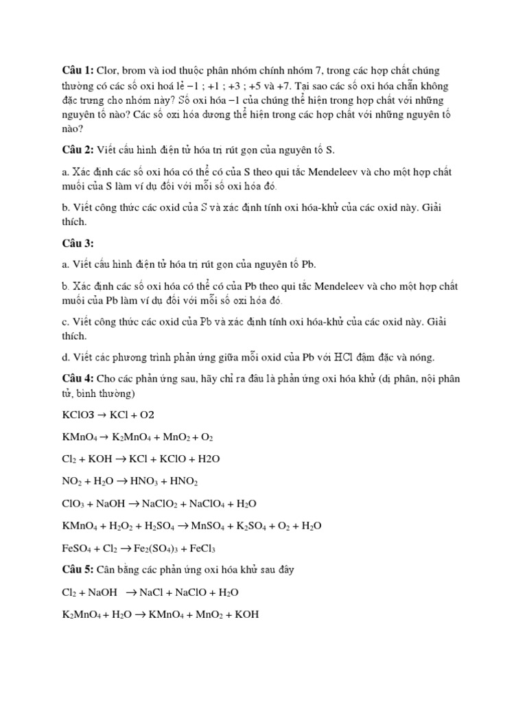 BTLT-chương-3-oxi-hóa-khử | PDF