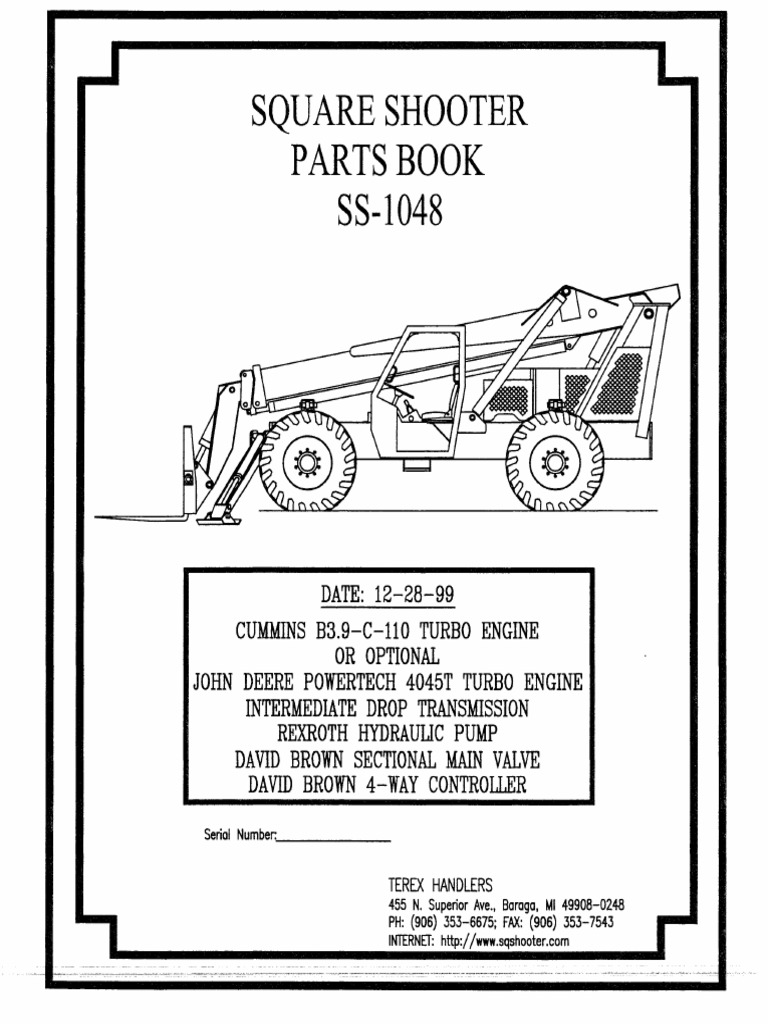 Manual Parts Book Terex Ss1048 Telehandler Standard Optional Equipment ...