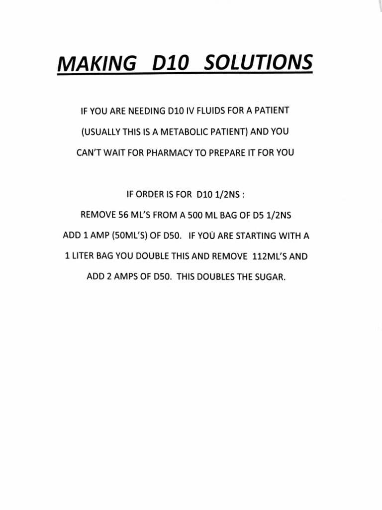 Making d10 Solutions MEDICATIONS | PDF