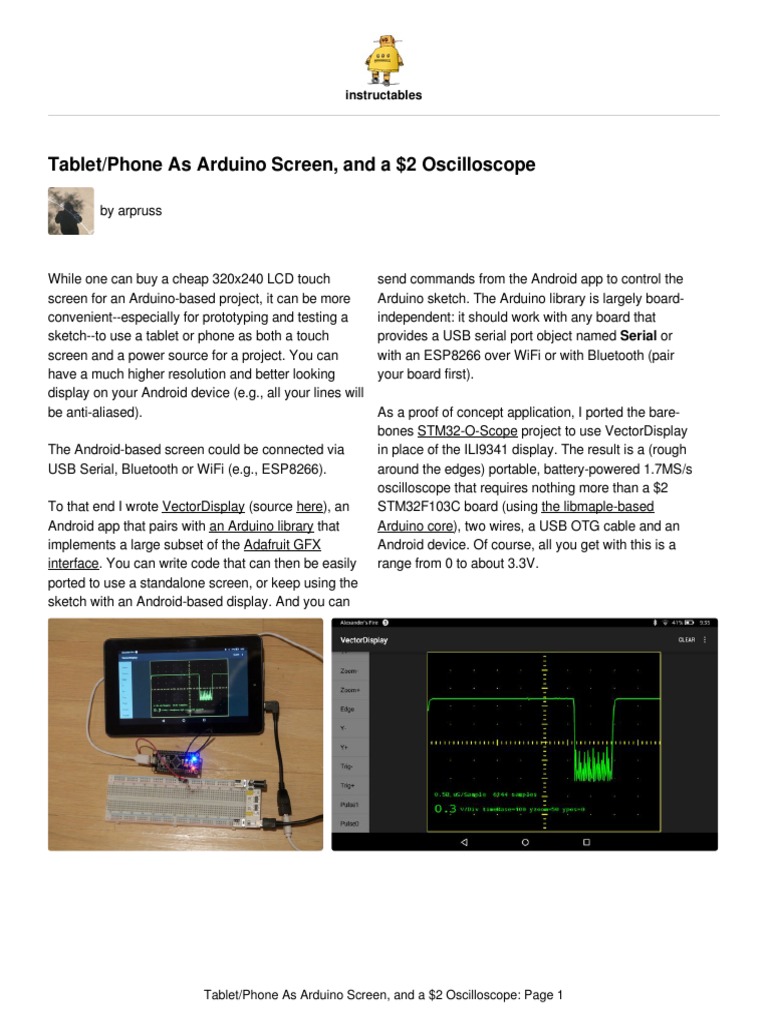 TabletPhone As Arduino Screen and A 2 Oscilloscope | PDF | Android (Operating System) | Arduino
