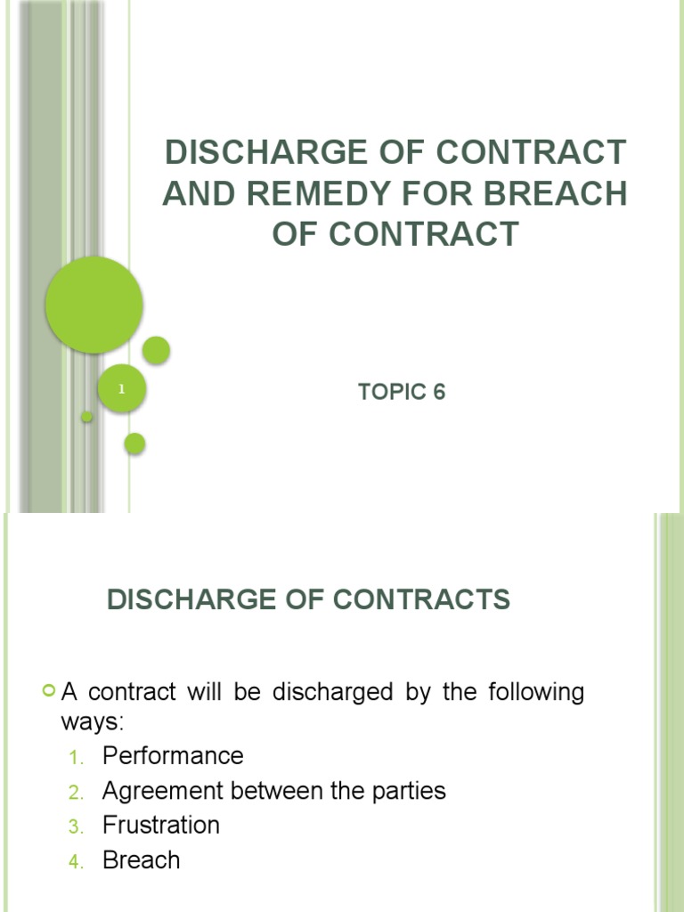 Topic 6 - Discharge of Contract and Remedy | PDF | Breach Of Contract ...
