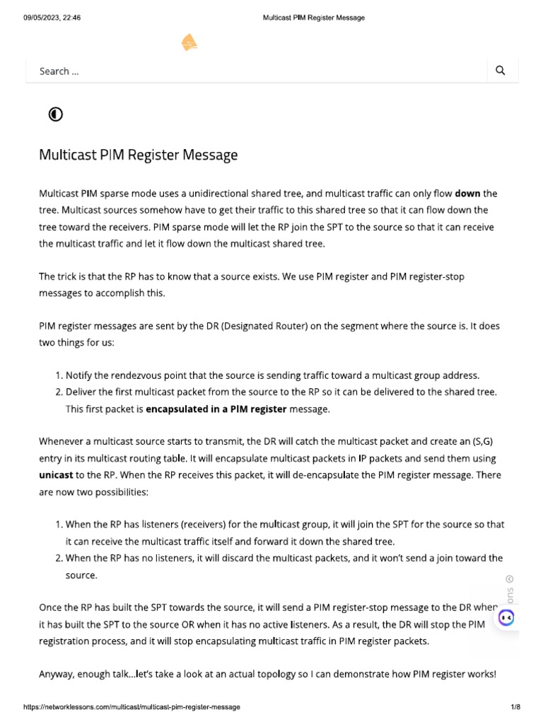 lec-12 Multicast PIM Register Message | PDF