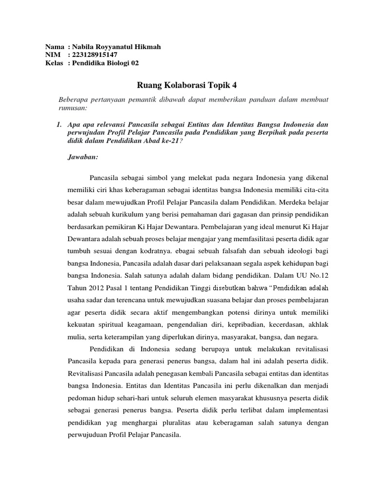 Ruang Kolaborasi Topik 4 | PDF | Karier & Perkembangan | Kesehatan Holistik