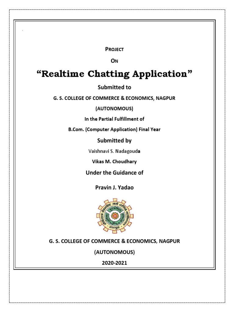 "Realtime Chatting Application": G. S. College of Commerce & Economics, Nagpur (Autonomous) in ...