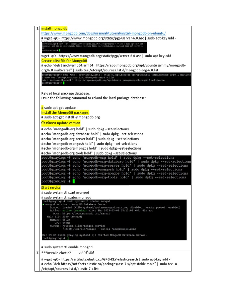MongoDB, Elasticsearch, Graylog Setup | PDF | Sudo | Mongo Db