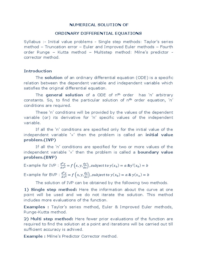 Topic3-Taylors, Eulers, R-K Method Engineering m4 PDF | PDF | Ordinary Differential Equation ...