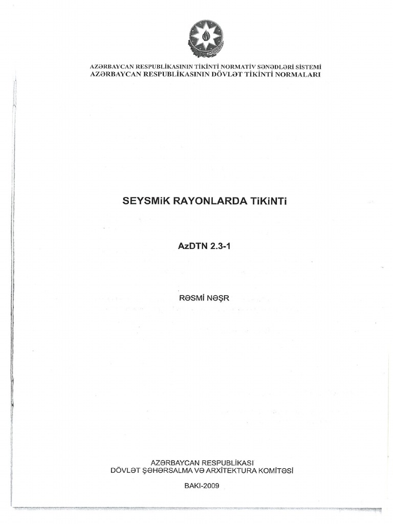 AZDTN 2.3-1 Seysmik-Rayonlarda-Tikinti | PDF