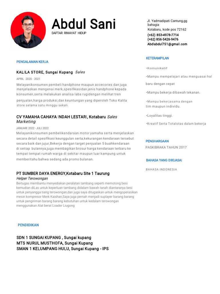 CV An - Abdul Sani | PDF