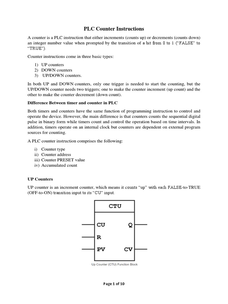 PLC Counter Instructions | PDF | Programmable Logic Controller | Timer