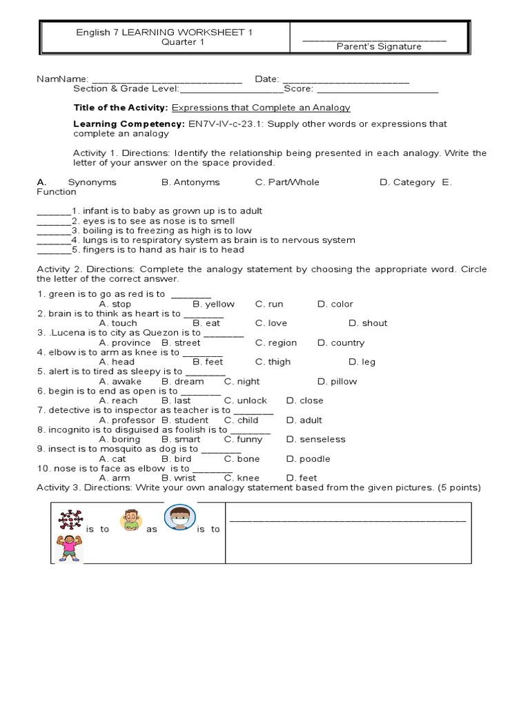 English7 Worksheet Week 1 8 Quarter 1 | PDF | Grammatical Tense | Clause