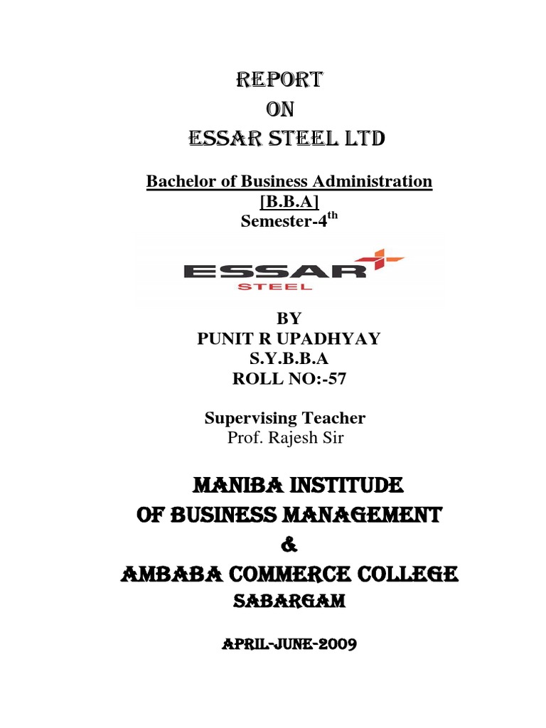 My Project On Essar | PDF | Recruitment | Business