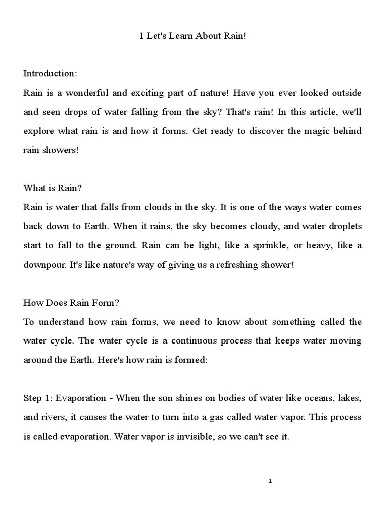 1 Let's Learn About Rain! | PDF | Rainbow | Tornadoes