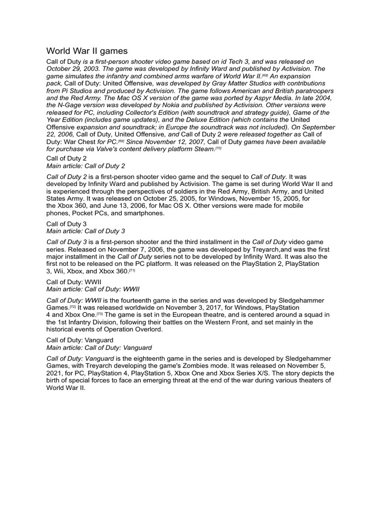 World War II Games | PDF | Video Games