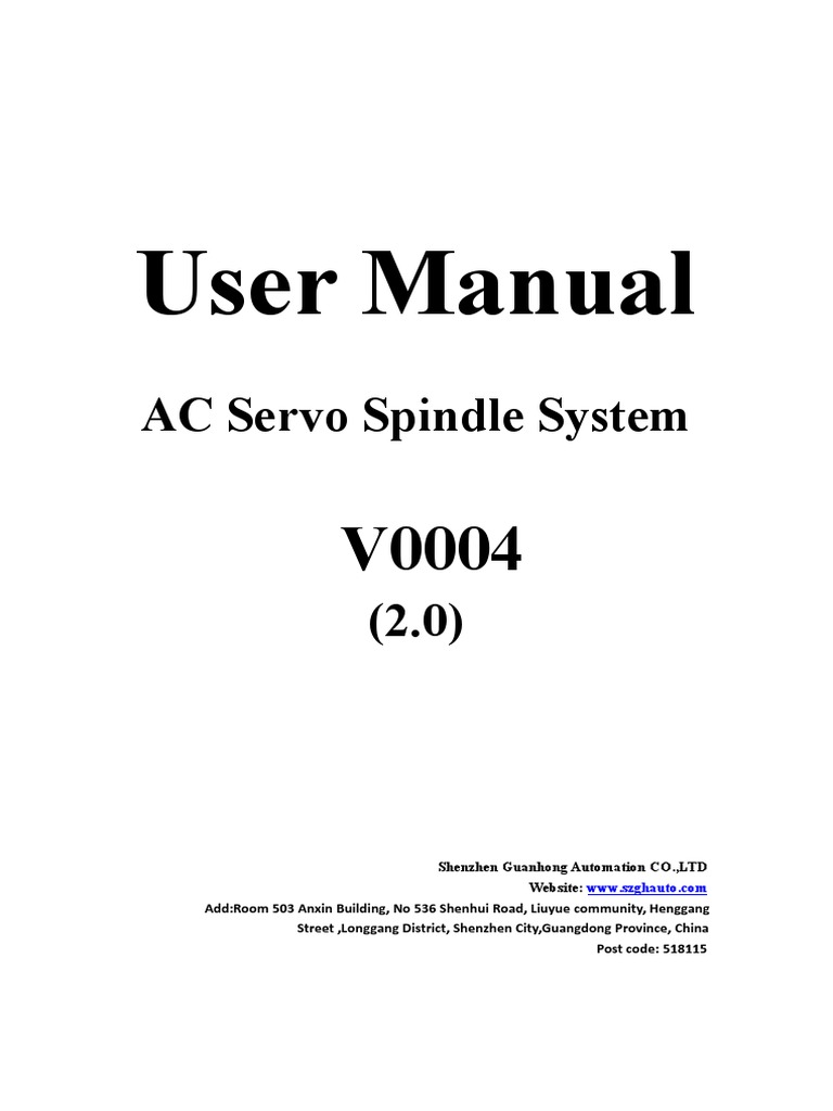V0004 AC Servo Spindle Manual | PDF | Electric Motor | Numerical Control