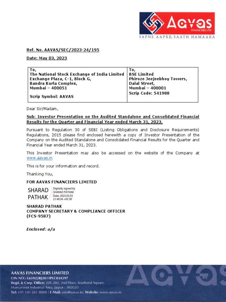 Sharad Pathak: WWW - Aavas.in | PDF | Analytics | Reserve Bank Of India